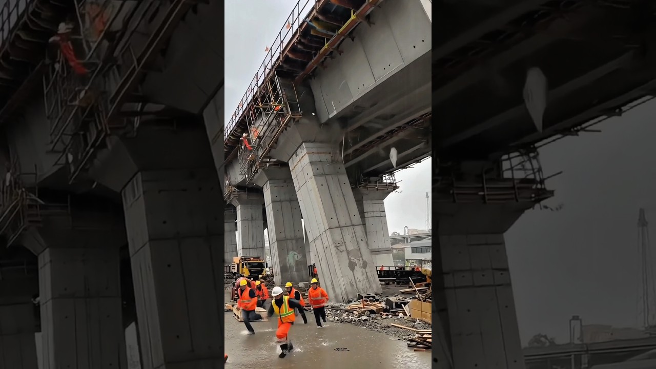 🏃💨Workers Run for Their Lives as Bridge Falls #construction #fail #bridge #collapse #crash #engineer