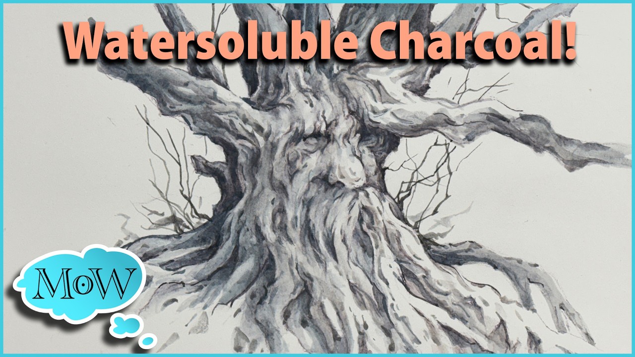 Old Man Willow-Style Tree Spirit in Water Soluble Charcoal.