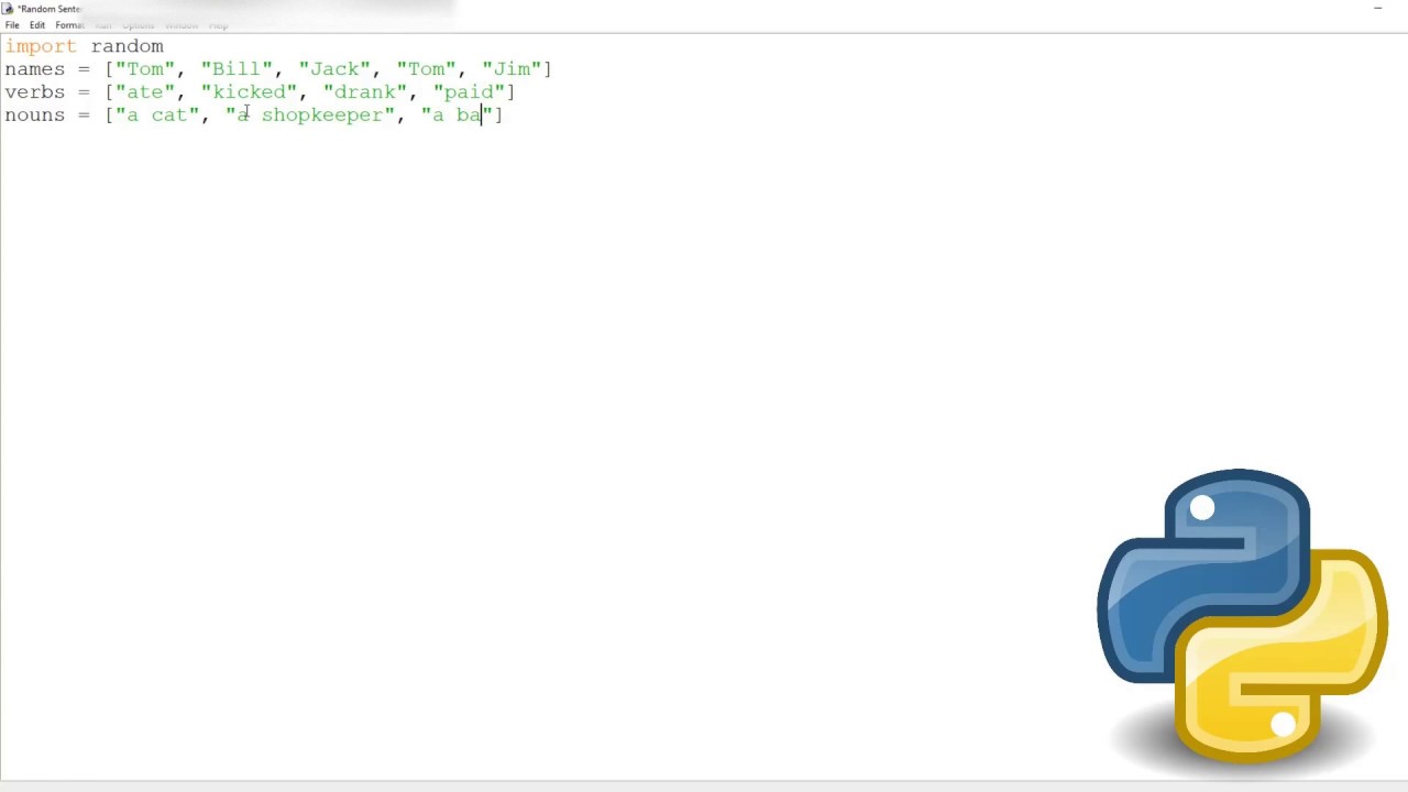 Python 3.6 Tutorial - Easy Random Sentence Generator - Tutorial