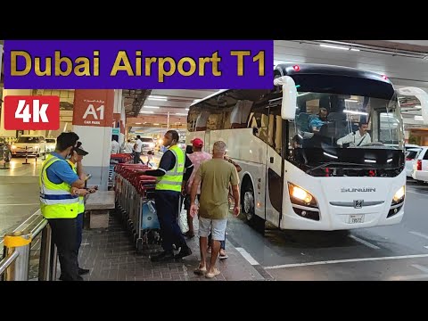 DUBAI TERMINAL 1 DXB AIRPORT BUSY ARRIVAL AREA