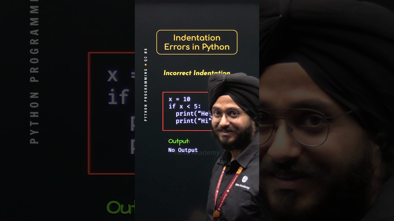 Indentation Errors in Python #Python #NesoAcademy #QuickConcepts