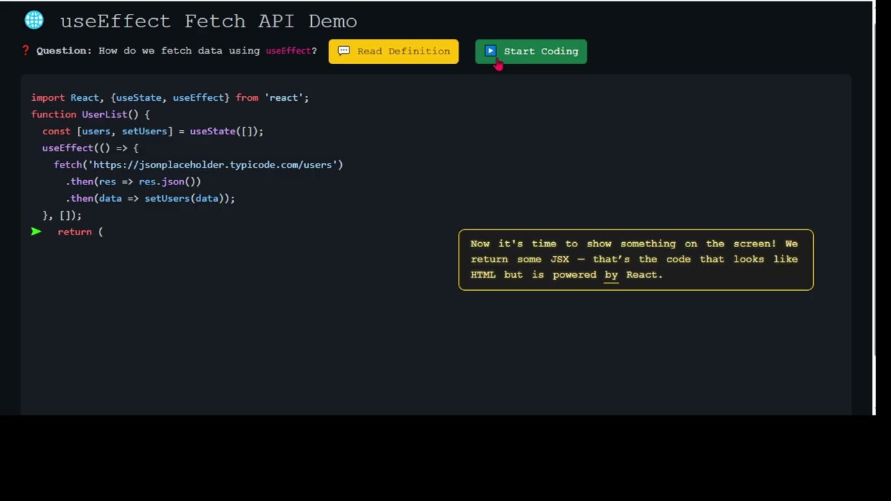React useEffect Hook Explained with API Example |react useeffect