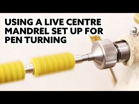 Using a live centre mandrel set up for pen turning