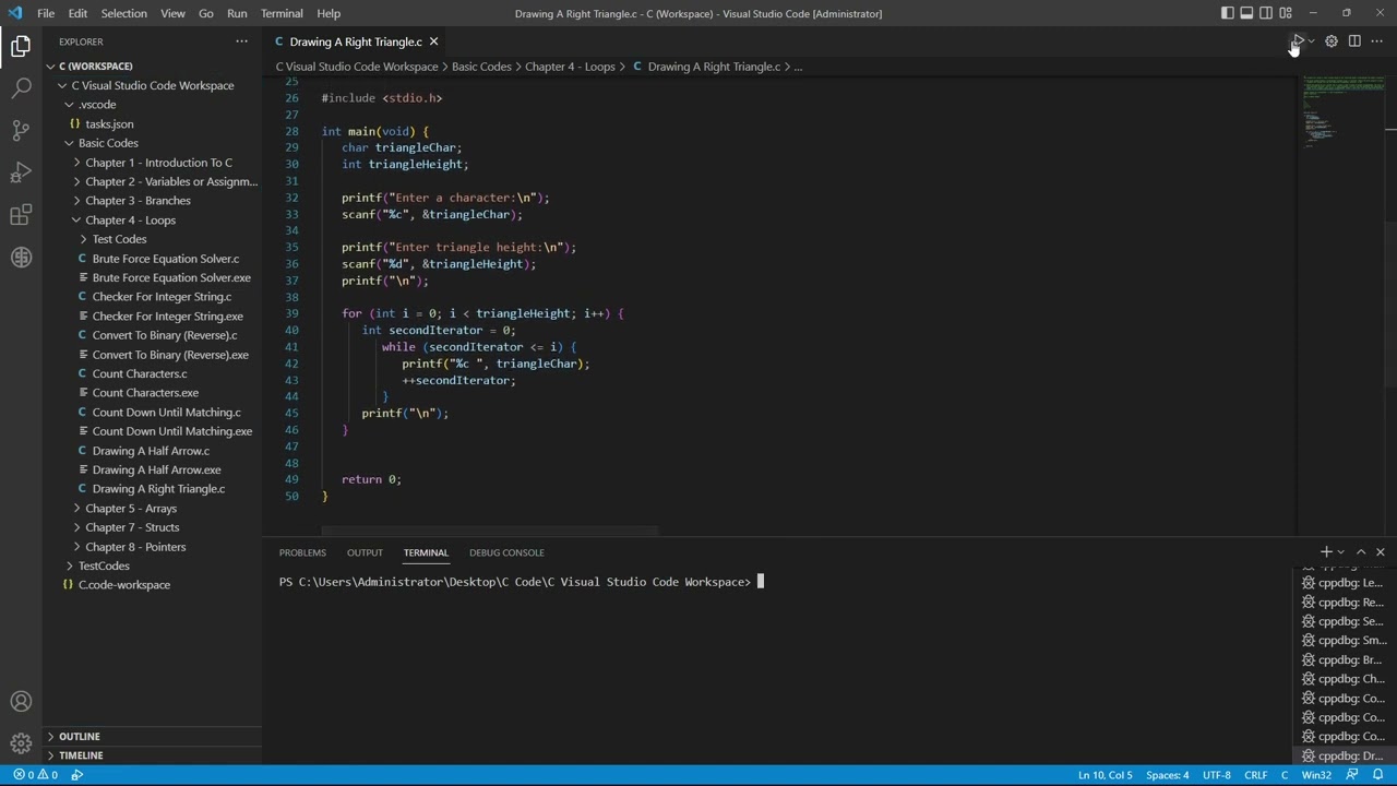 C Lab: Drawing A Right Triangle