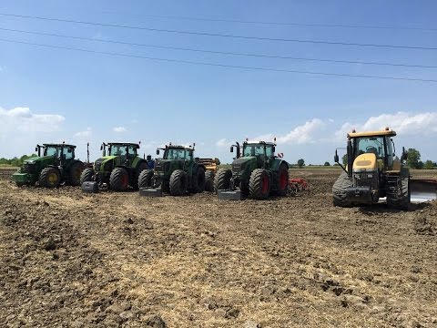 John Deere 7280R, Fendt 926 Vario TMS, Axion 950, Cat MT 765C Leveling Over The Possible Part 1.