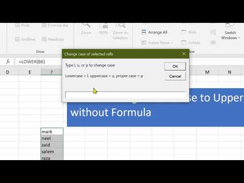 change case in excel without formula