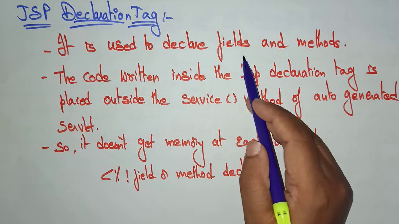 JSP Declaration Tag | Scripting Elements | WT | Web Technology | Lec - 50 | Bhanu Priya