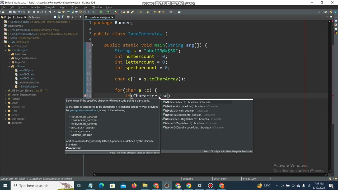 Find Special character from a String
