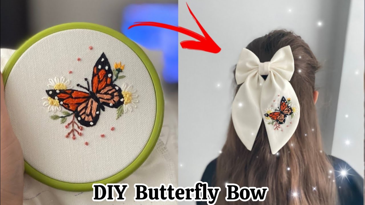 How to make Beautiful Embroidered Bow Hair Clip | Handmade Aesthetic Hair Accessories DIY