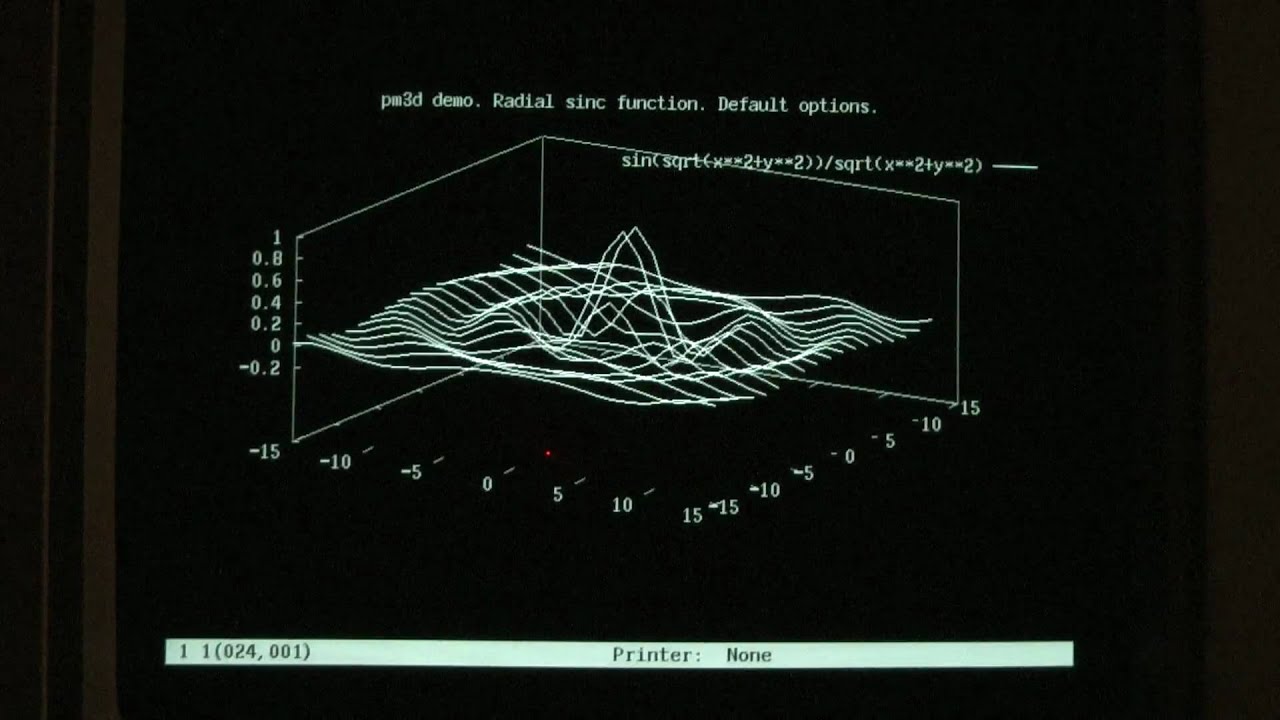 VT330 Gnuplot 3D Surface using REGIS Graphics