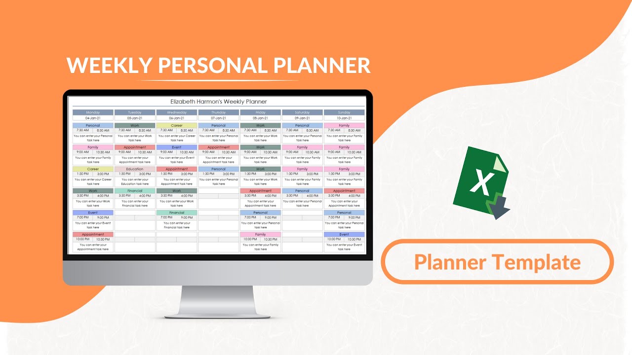 Weekly Personal Planner Excel Template