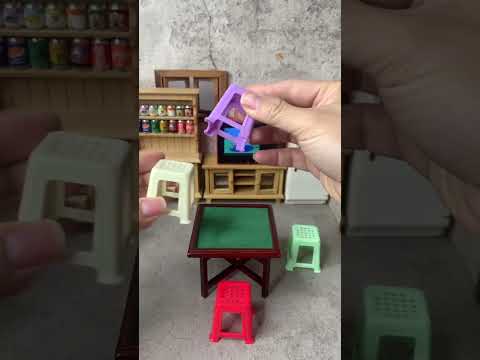 Minimalist mahjong table and chair cake in mini kitchen, mini kitchen, mini food play, mini food p