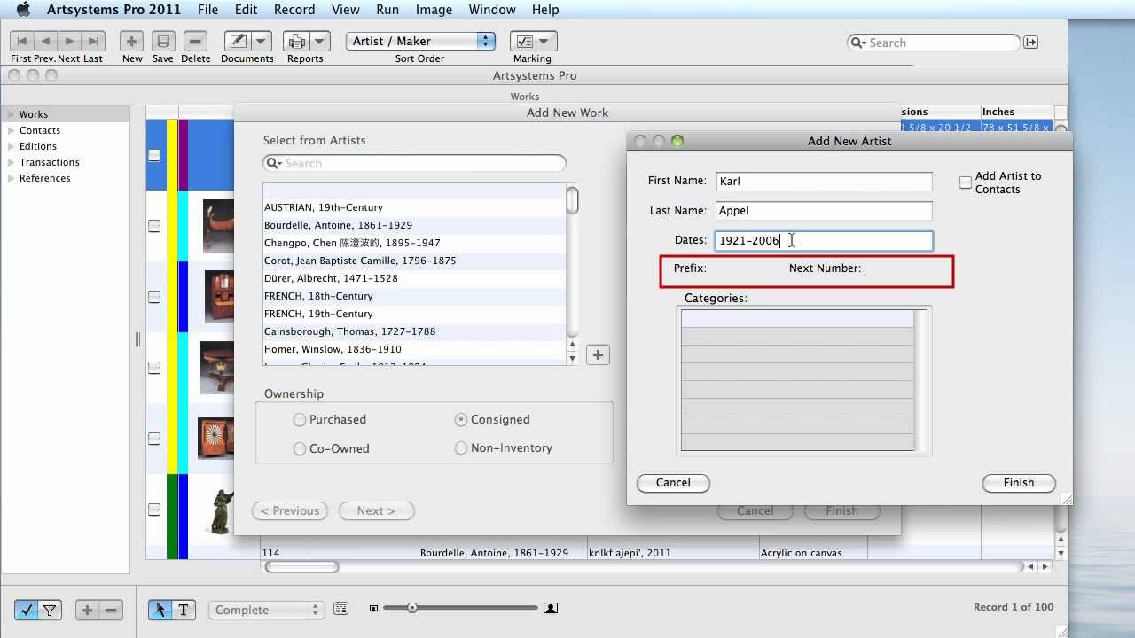 Artsystems Pro - Add Work