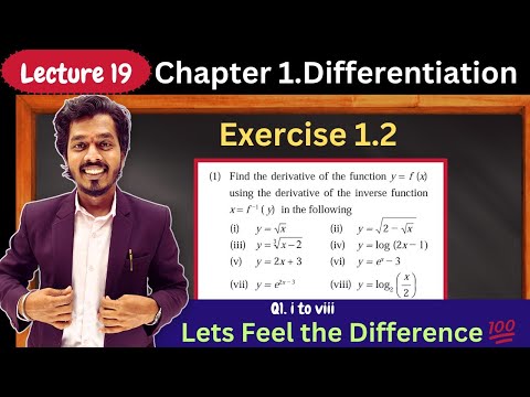 Lecture 19.Exercise 1.2|Derivative of function y=f(x) using Derivative of Inverse Function x=f^-1(y)