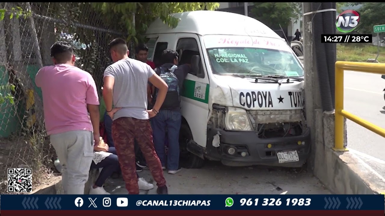 Colectivo de la ruta Copoya-Tuxtla se queda sin frenos choca contra poste | NOTITRECE