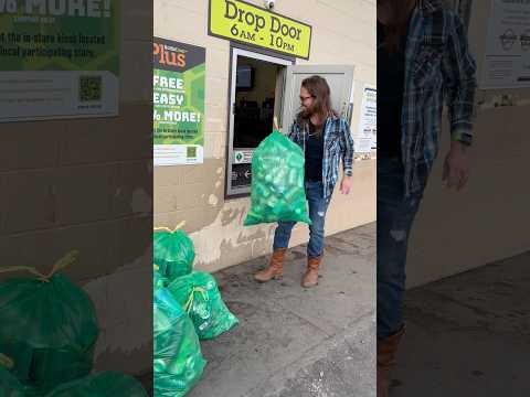 Bottle drop green bag #recycle #bottles #recycling