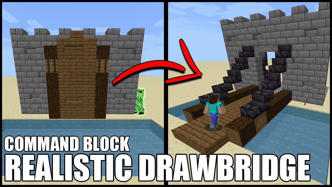 WORKING Realistic Drawbridge in Minecraft Bedrock! (Command Block)