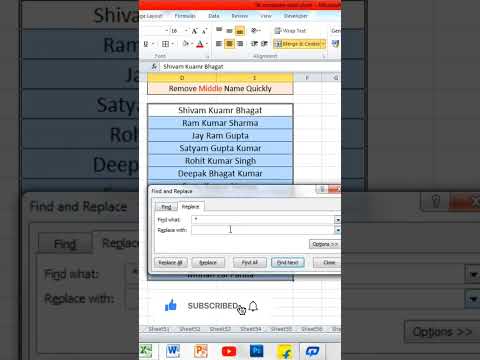 Remove Middle Name Quickly in Excel #excel #shorts