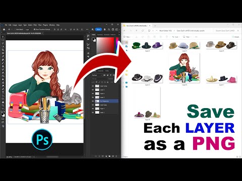 Save Each LAYER individually as PNG JPG file in Photoshop 2025