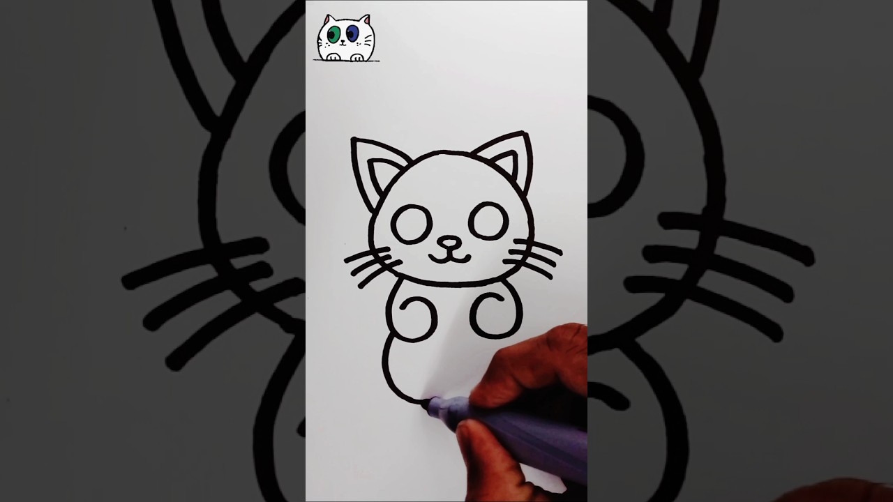 kitten easy drawing for kids #cat #kitten #easydrawing #kids #trending #shorts