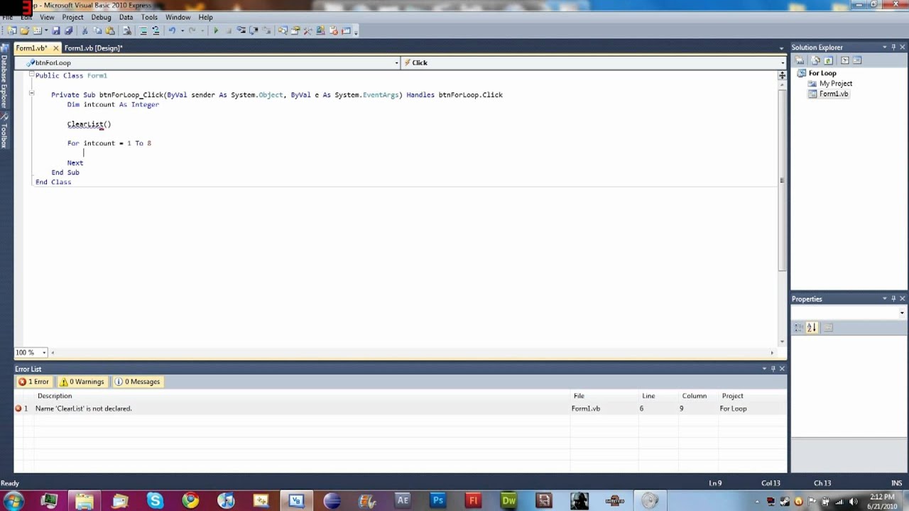 Visual Basic 2010 Tutorial 9 - For Loop