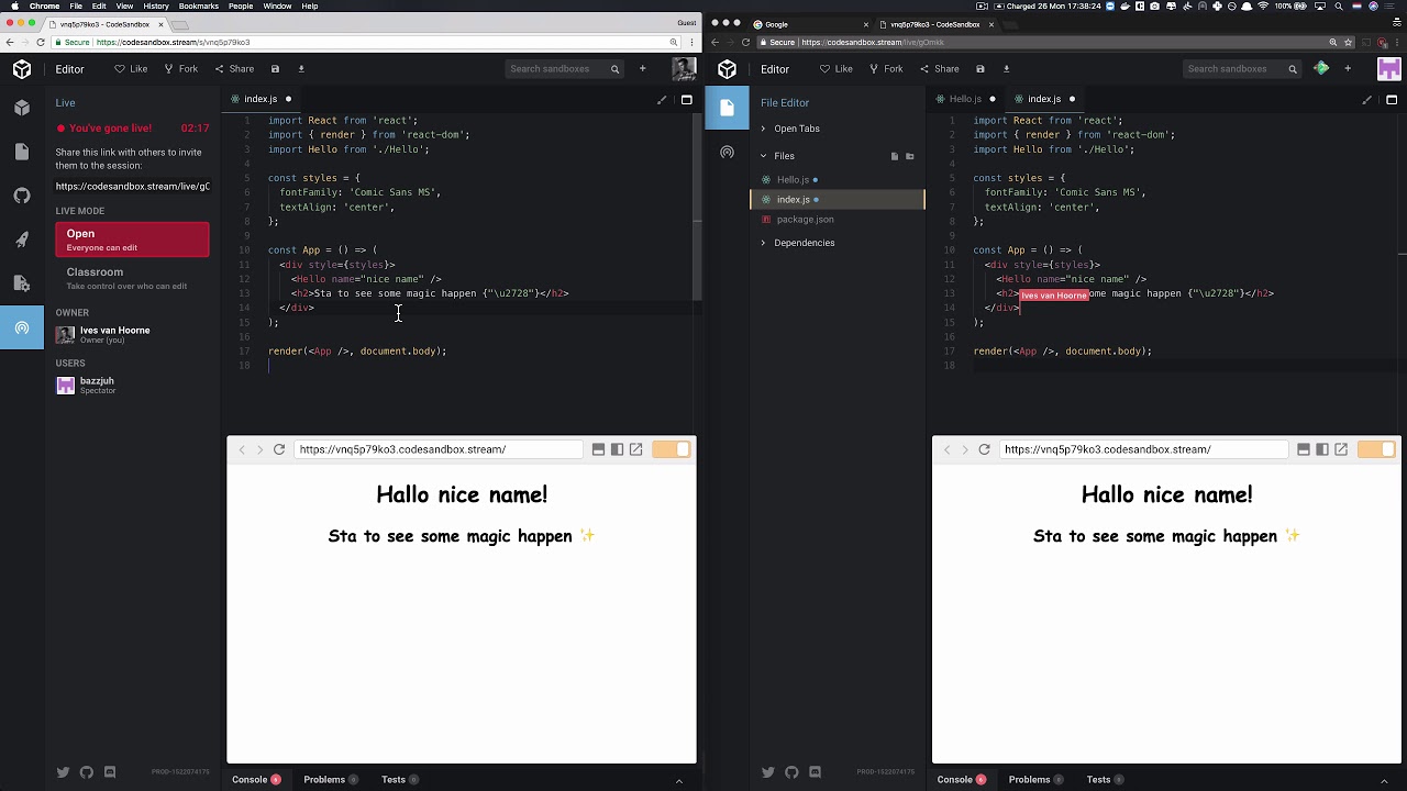 Introducing CodeSandbox Live