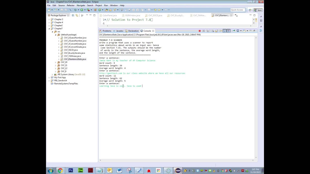 AP Computer Science: Java - Chapter 7 Program 7.8  Solution