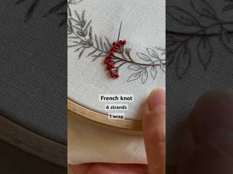 #frenchknot in 6 strands 1 wrap - perfect for this rowan berries. #embroideryprocess #embroidery