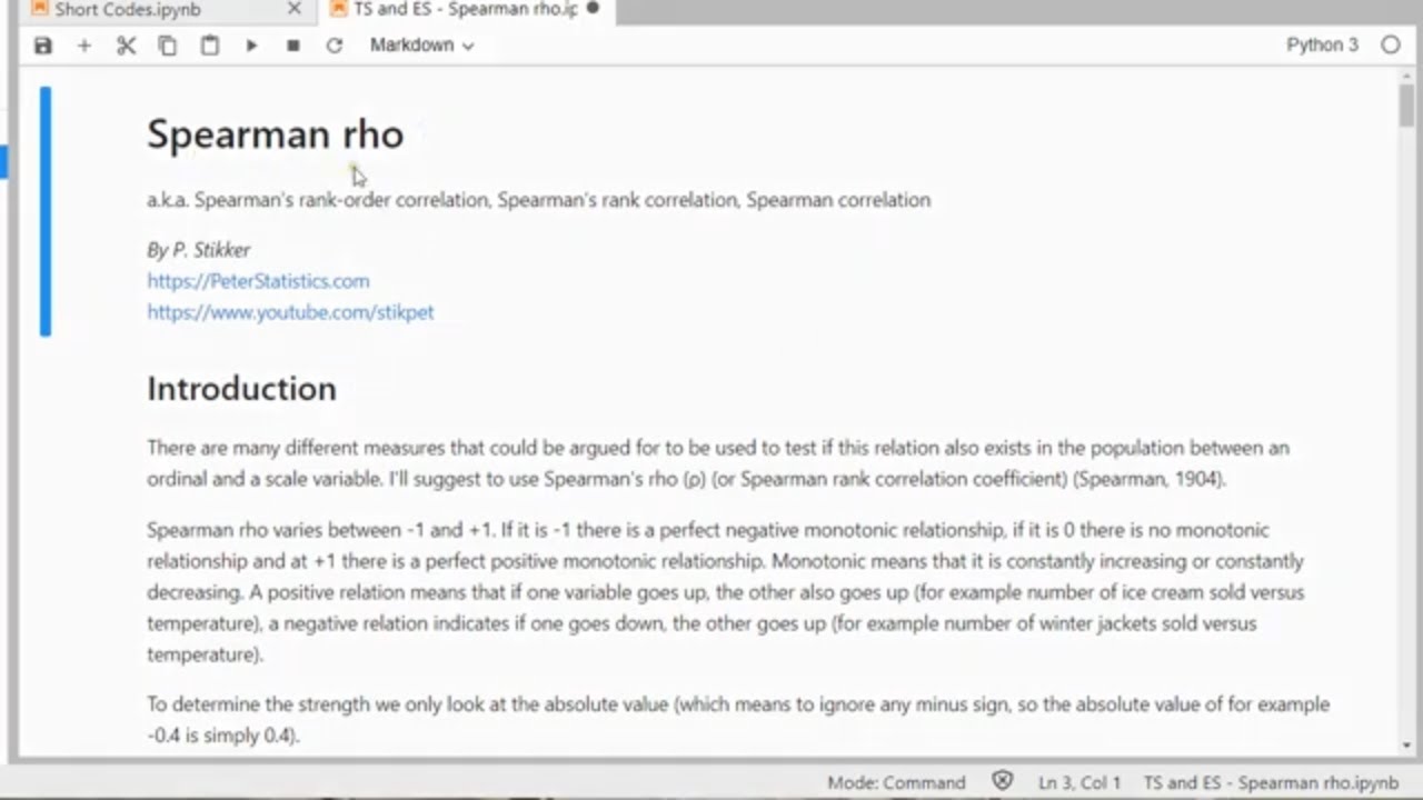 Python - Spearman Correlation (value and test)