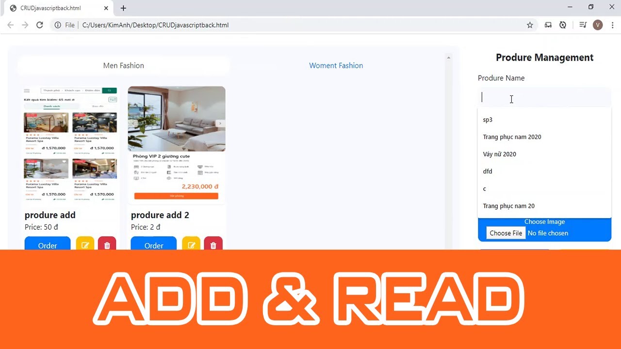 Javascript CRUD Tutorial( Create, Read, Update, Delete) - Create and Read