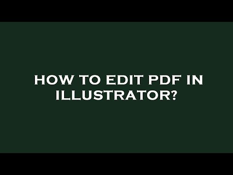 How to edit pdf in illustrator?