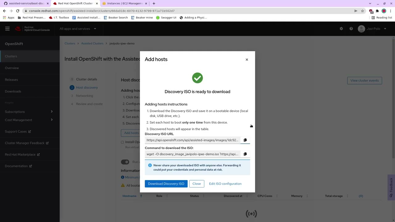 Single Node Openshift in AWS using Assisted Installer via iPXE