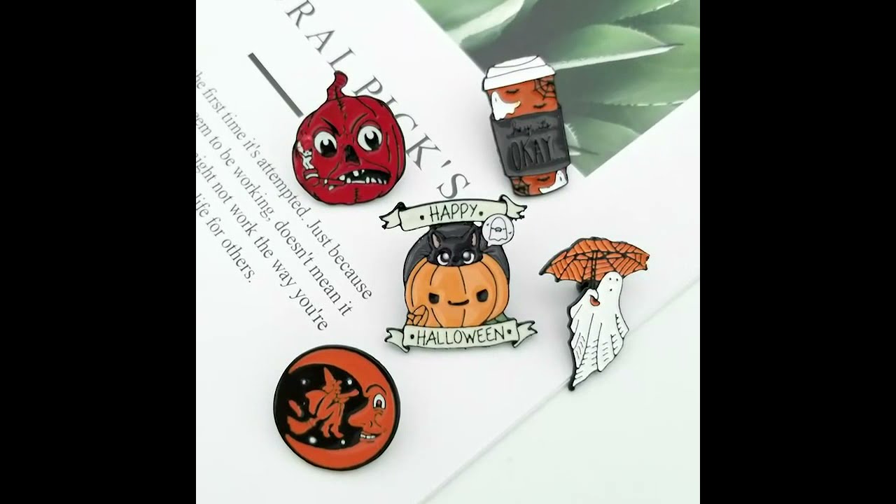 Happy Halloween Black Cat Enamel Pin ~ Best gift for cat lovers!