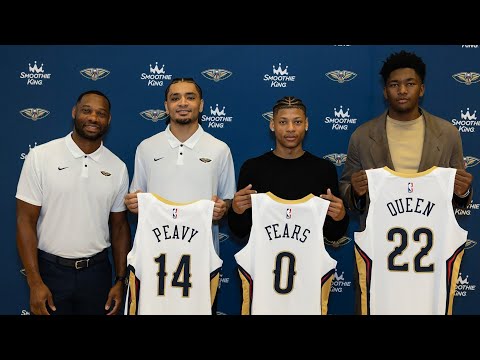 Pelicans introduce 2025 Draft Picks Jeremiah Fears, Derik Queen and Micah Peavy