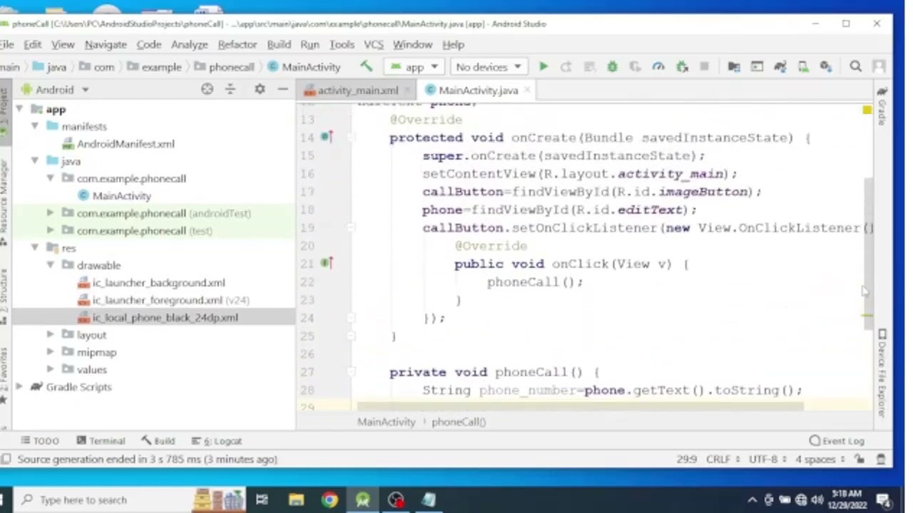 Phone Call Android Programming Tutorial