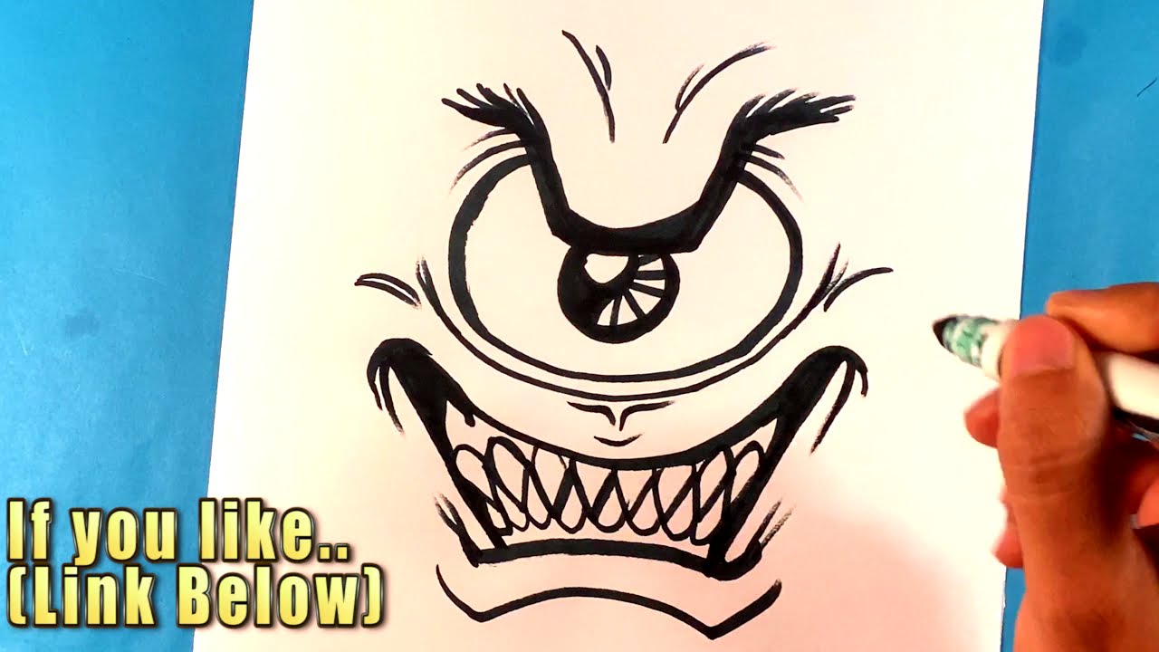 How to Draw Scary Monster Face - Cyclops - Step by Step