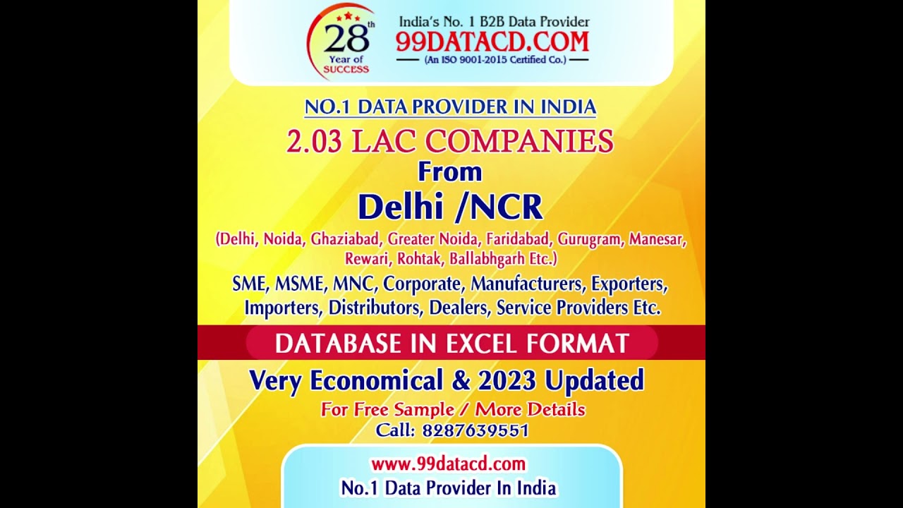 List of 2.03 Lac Companies / Industries from DELHI / NCR.