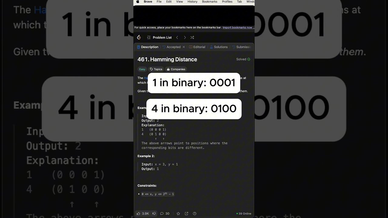 Leetcode 461 - Hamming Distance #coding #python #faang #programming #leetcode