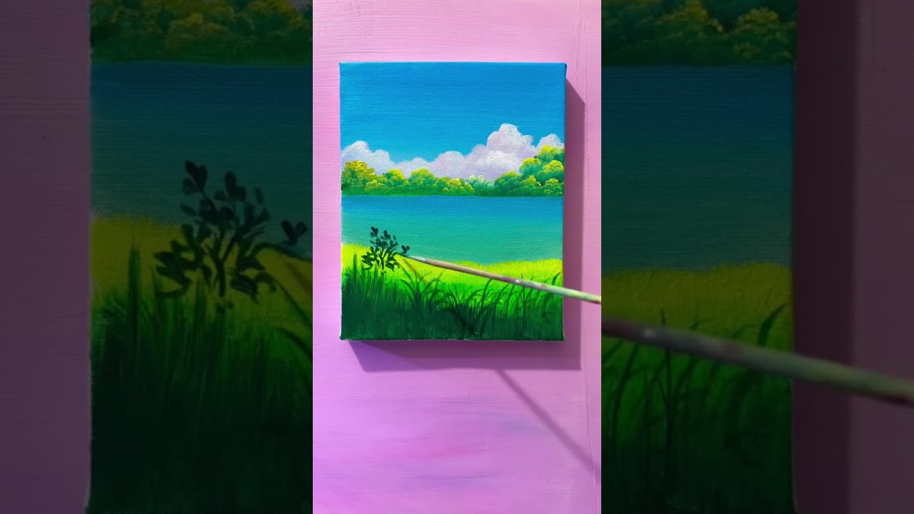 Easy Landscape Painting #howtopaint #painting #acrylicpainting #paintingtutorial #landscapepainting