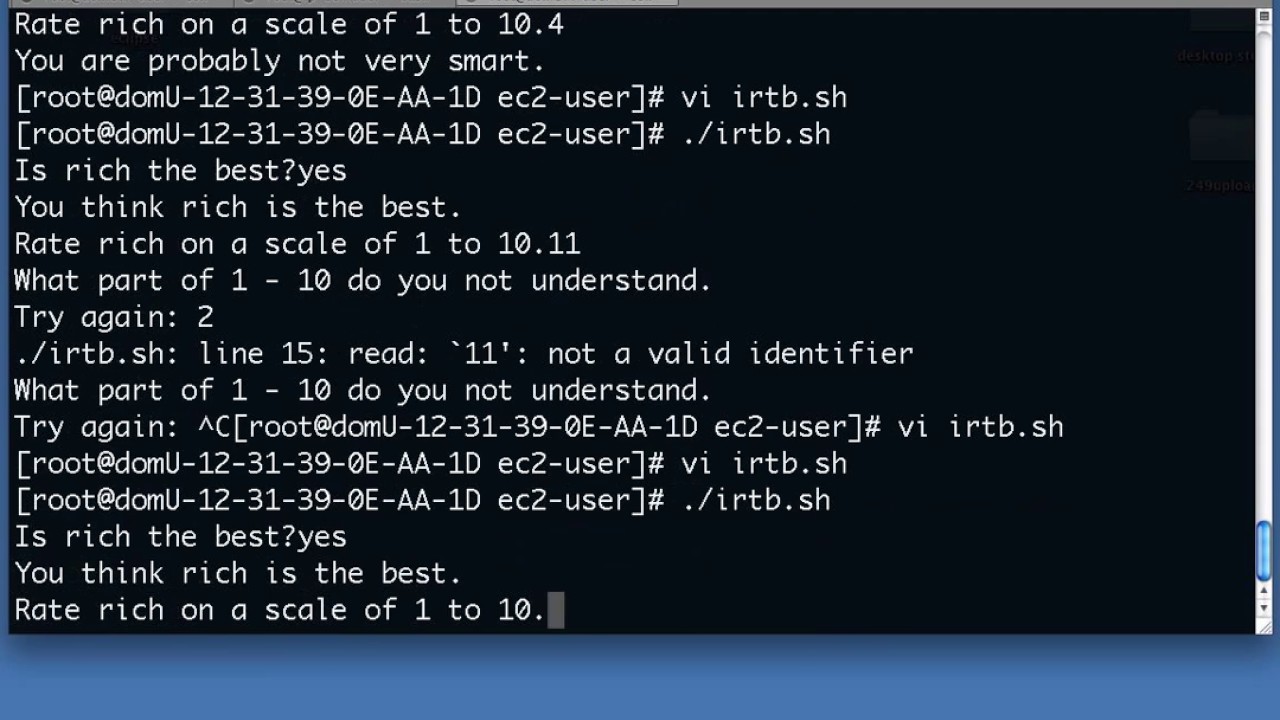 Shell scripting while loops