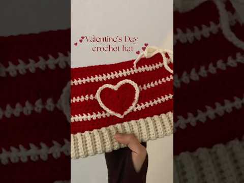 valentine’s day crochet cat beanie!! #crochet #valentine #catbeanie #crochetinspo