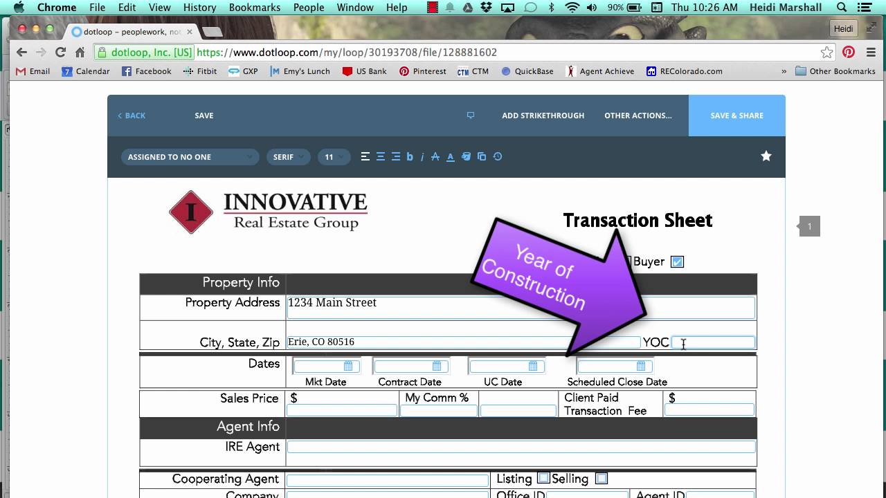 Dot Loop Session #2 Buyer Transaction Sheet