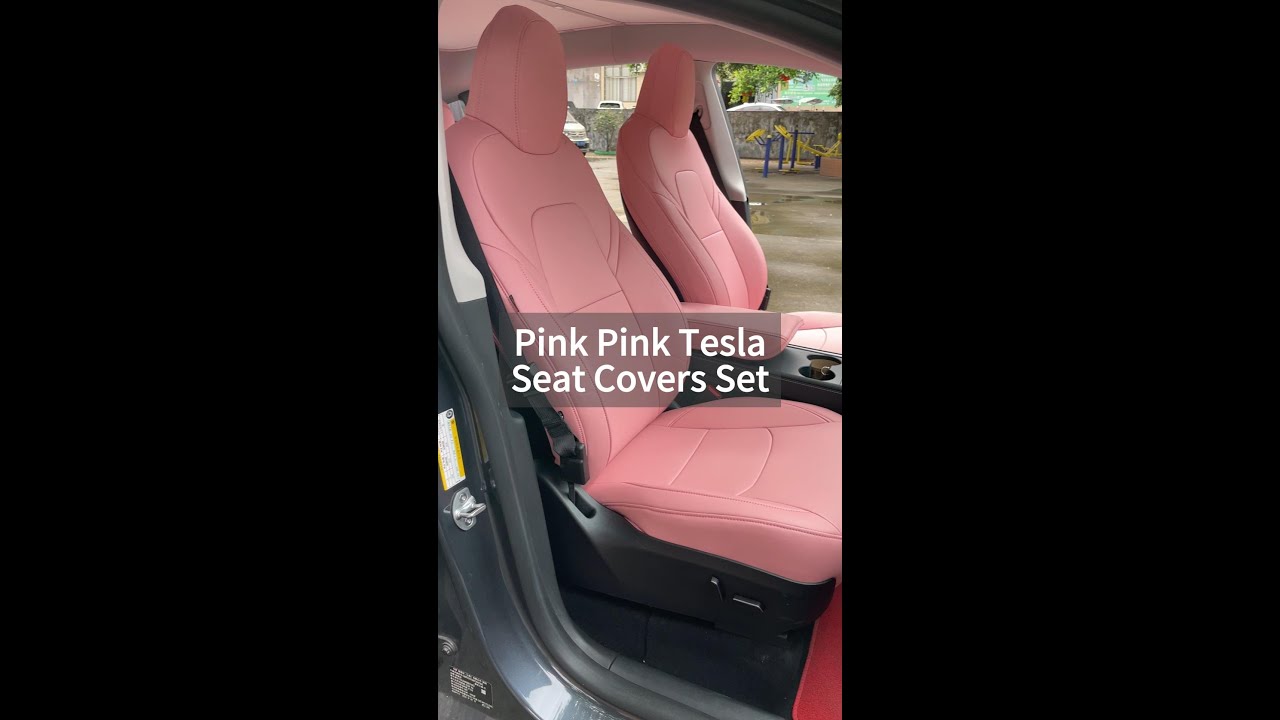 Pink Pink Car Seat Covers for Tesla Model Y: Get Yours Today #follow #usa #america #freesoo #tesla