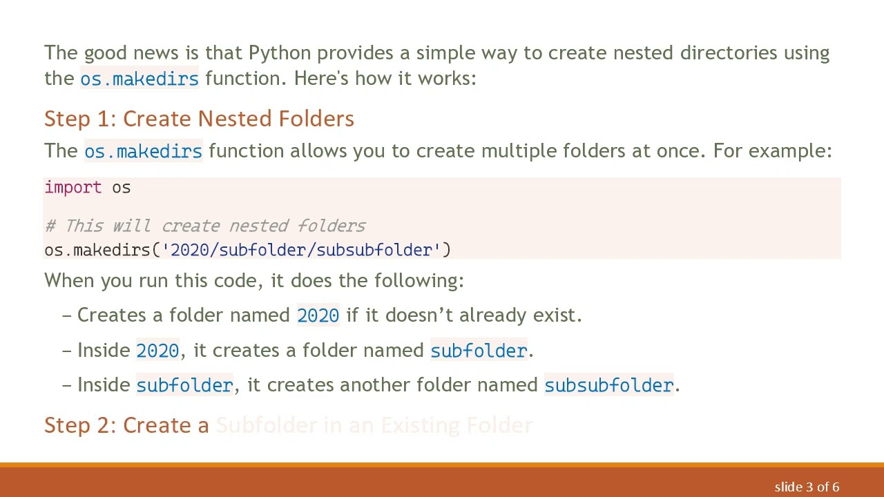Create a Subfolder in a Folder Using Python