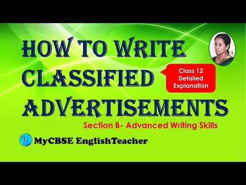Classified Advertisement Samples - CBSE Class XI, Class XII English Core