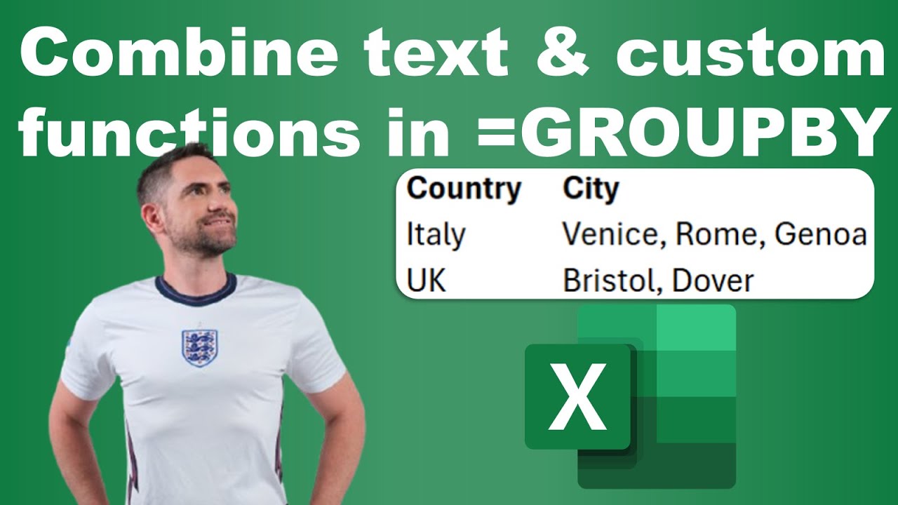 GROUPBY for combining text and custom functions in Excel