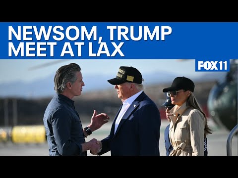 Gavin Newsom greets Donald Trump at LAX