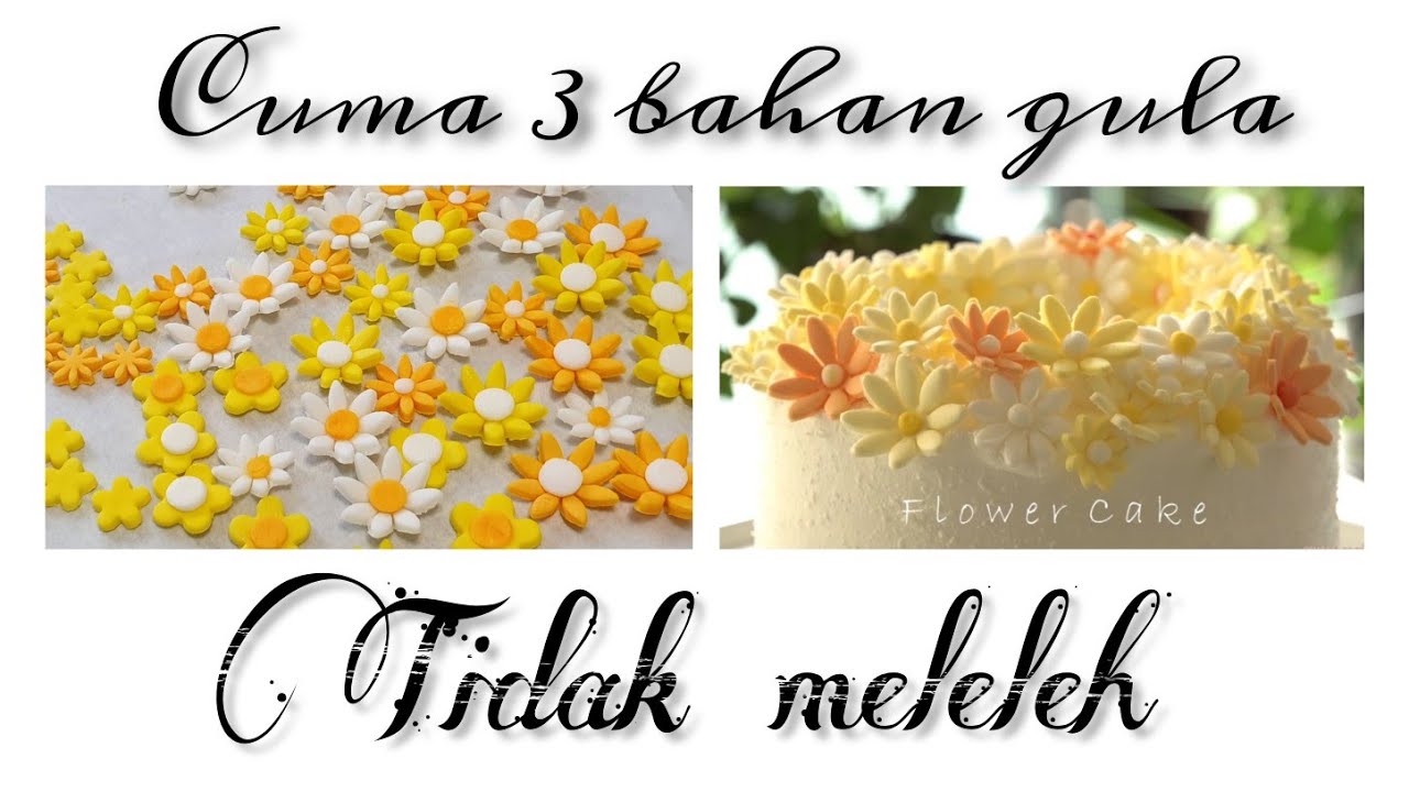 Hiasan Bunga Daisy Untuk Hiasan Kue Tart (Bunga Gula) Pengganti Buttercream TIDAK MELELEH