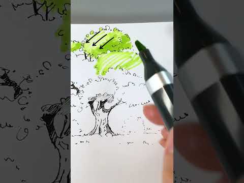 How to Draw trees with Chisel Markers