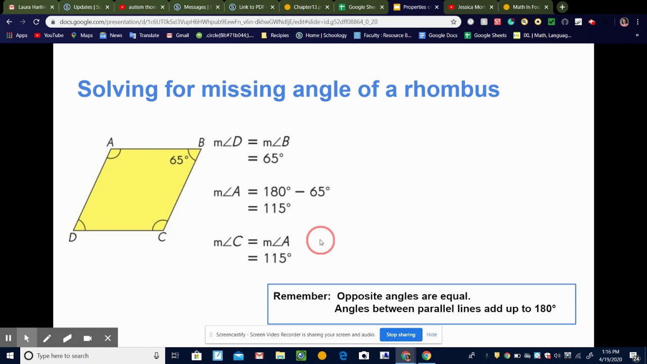 Solving for Missing Angles in a Four-Sided Figure